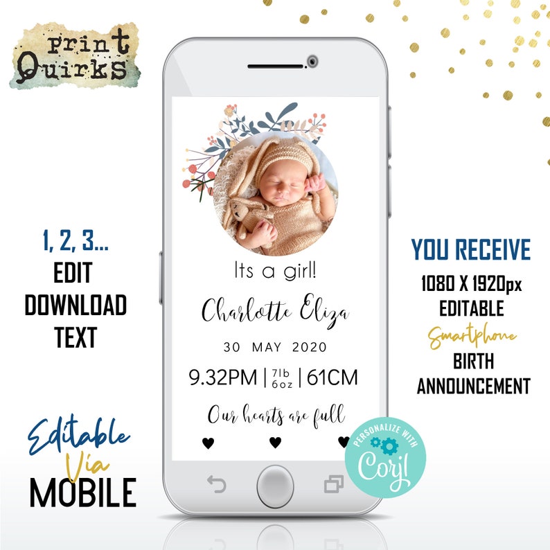 Annonce de naissance avec modèle modérable photo / Annonce de naissance ...