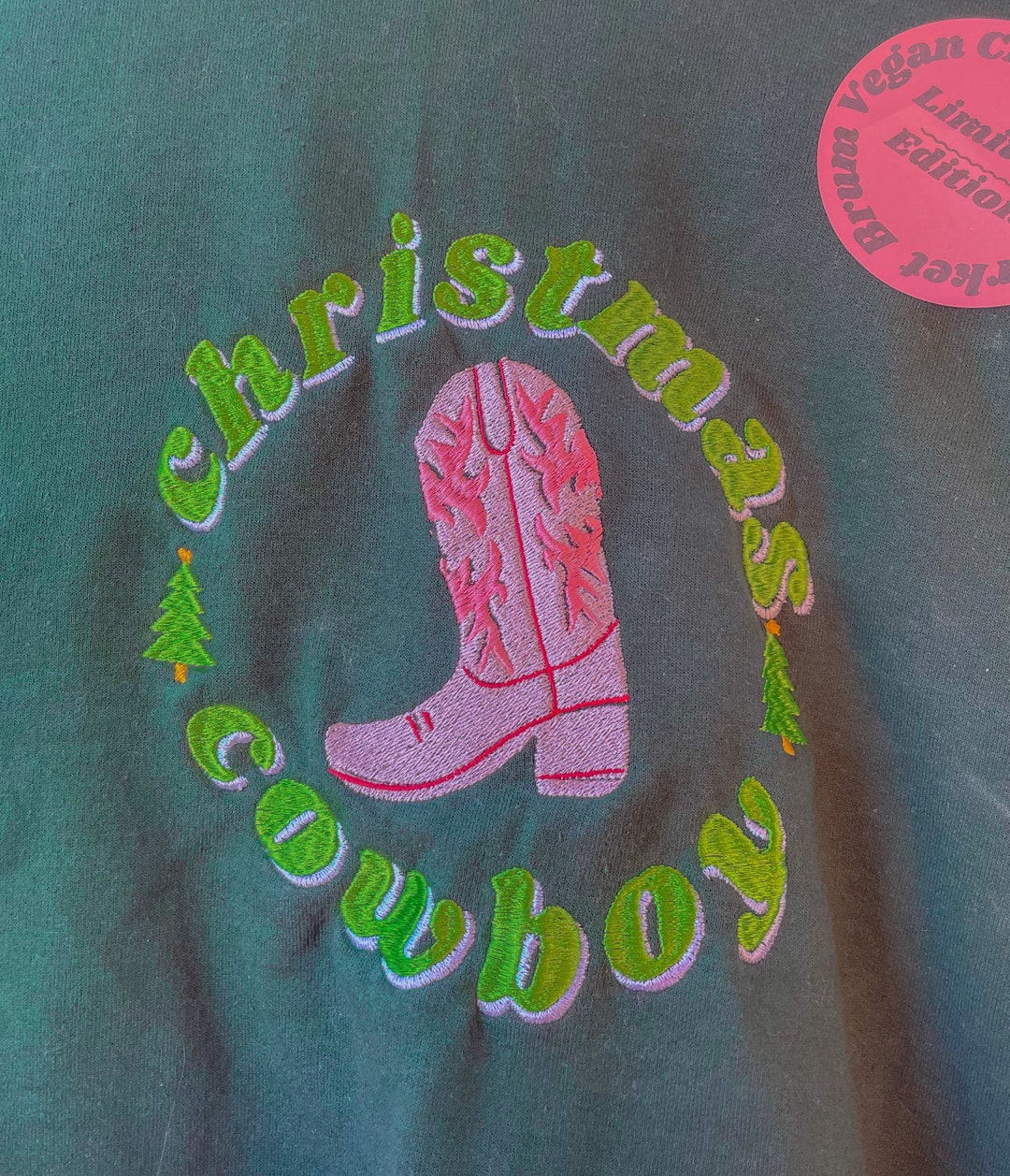 Cowboy Christmas Jumper, Embroidered Sweatshirt, Cowboy Boot, Dolly ...