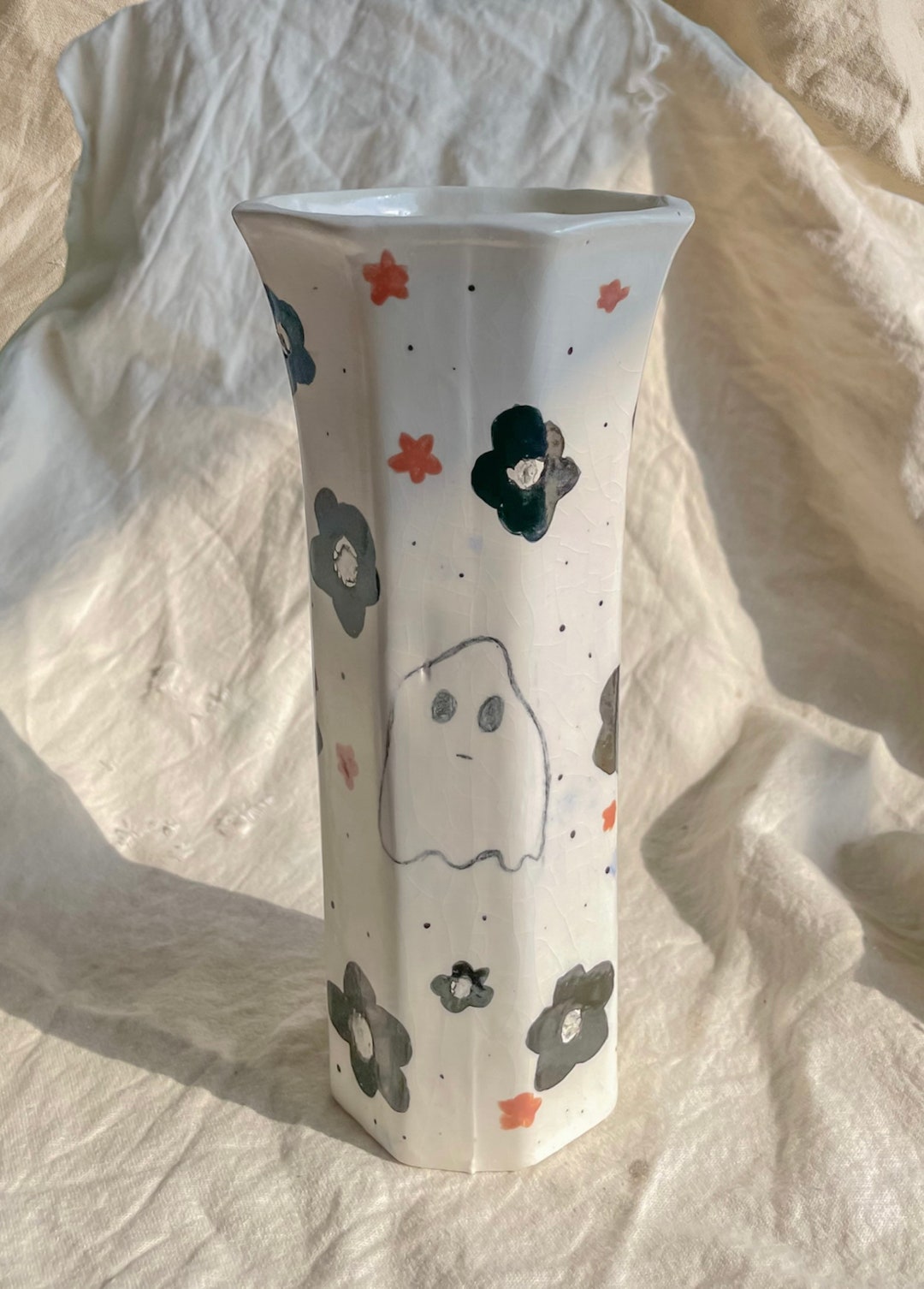 Halloween Vase, Cute Ghost, Pottery Planter, Spooky Home Decor, Novelty ...