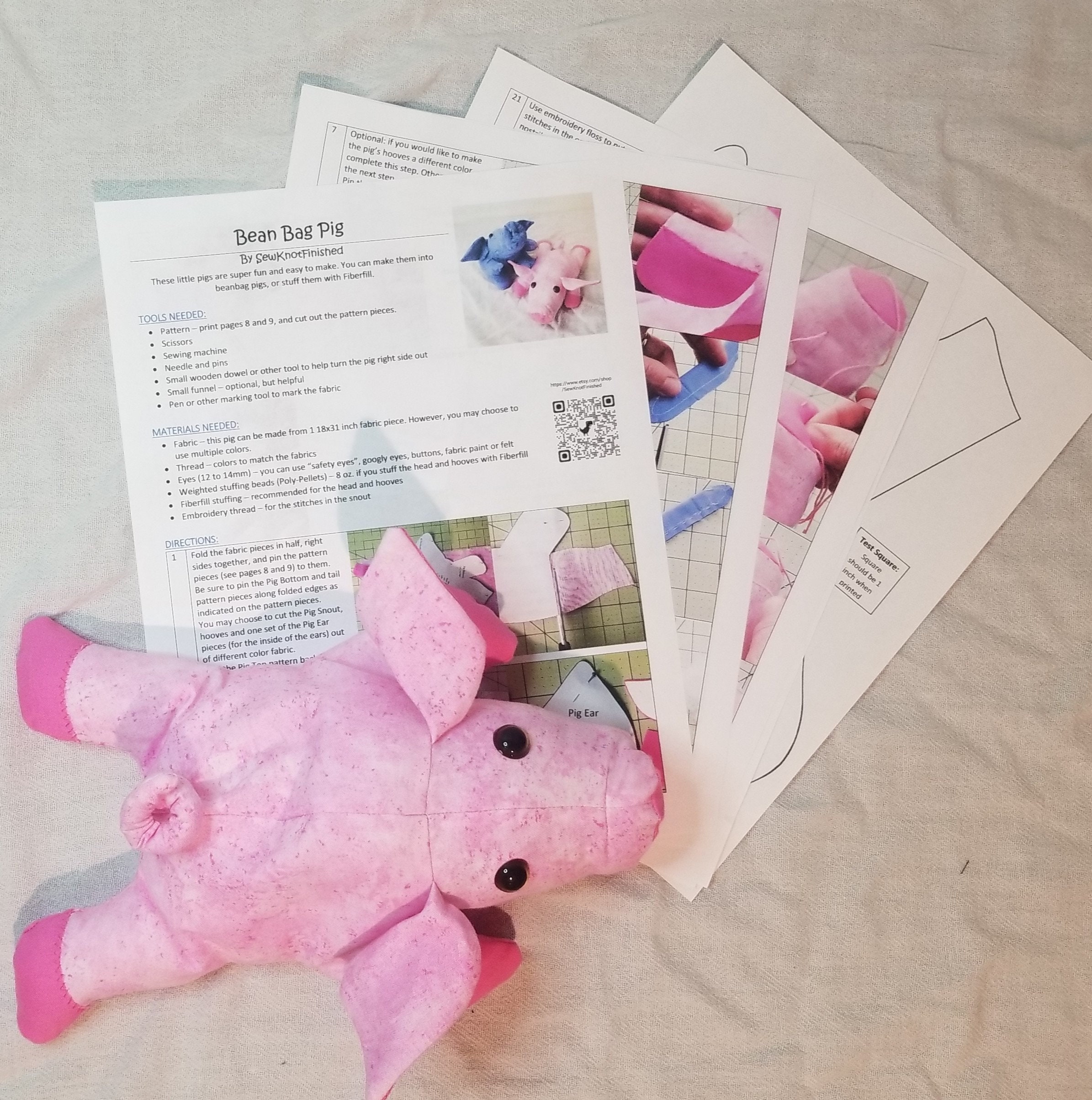 Stuffed Beanbag Pig Sewing Pattern: DIY Piglet Tutorial (PDF Download ...