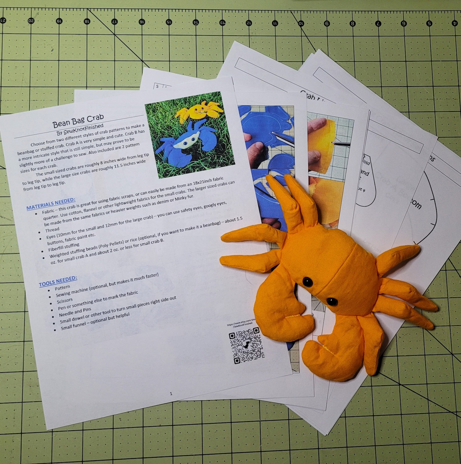 Bean Bag Crab PDF Pattern: Stuffed Crab Sewing Tutorial (digital ...