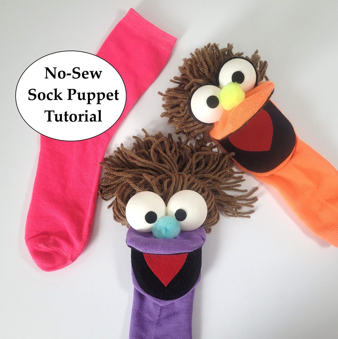 No-sew Sock Puppet Tutorial – Fun Kids Craft (PDF Pattern) - Etsy