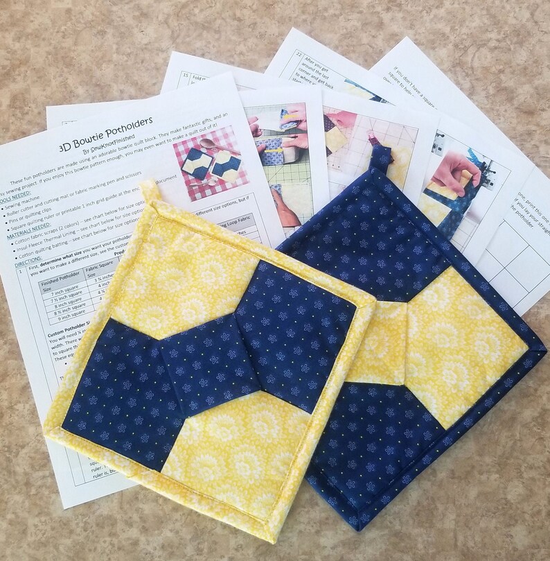 3D Bowtie Potholder Pattern Easy Pot Holder Tutorial to Make - Etsy