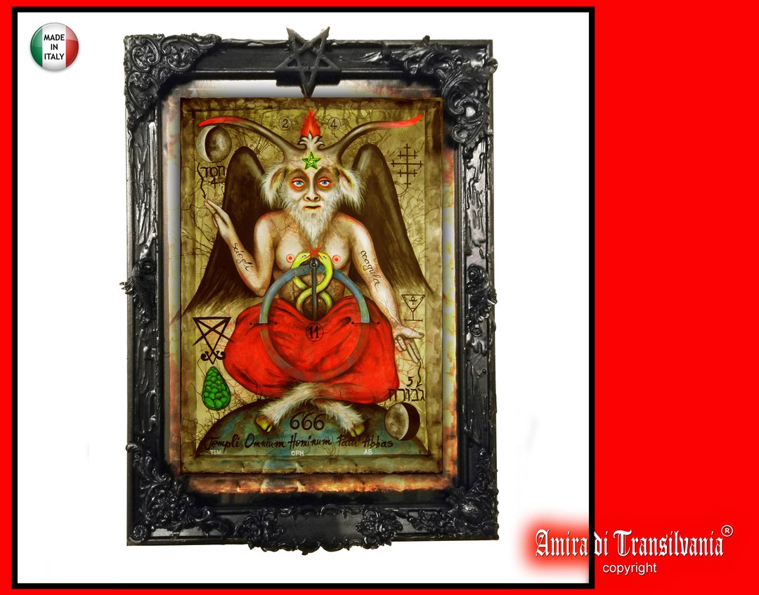 Baphomet Figure, Satan Portrait Painting Frame, Lucifer Black Magic ...