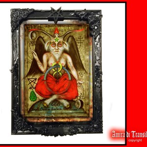 Baphomet Figure, Satan Portrait Painting Frame, Lucifer Black Magic ...
