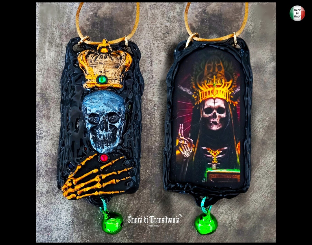 La Santa Muerte Pendant, Macabre Voodoo Black Magic Talisman Necklace ...