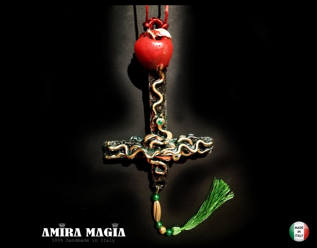 Inverted Cross Magic Pendant, Snake Apple Forbidden Fruit Jewelry ...