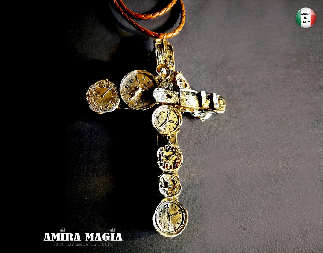 Steampunk Cross Punk Gothic Pendant, Clock Time Kronos Cronus Symbol ...