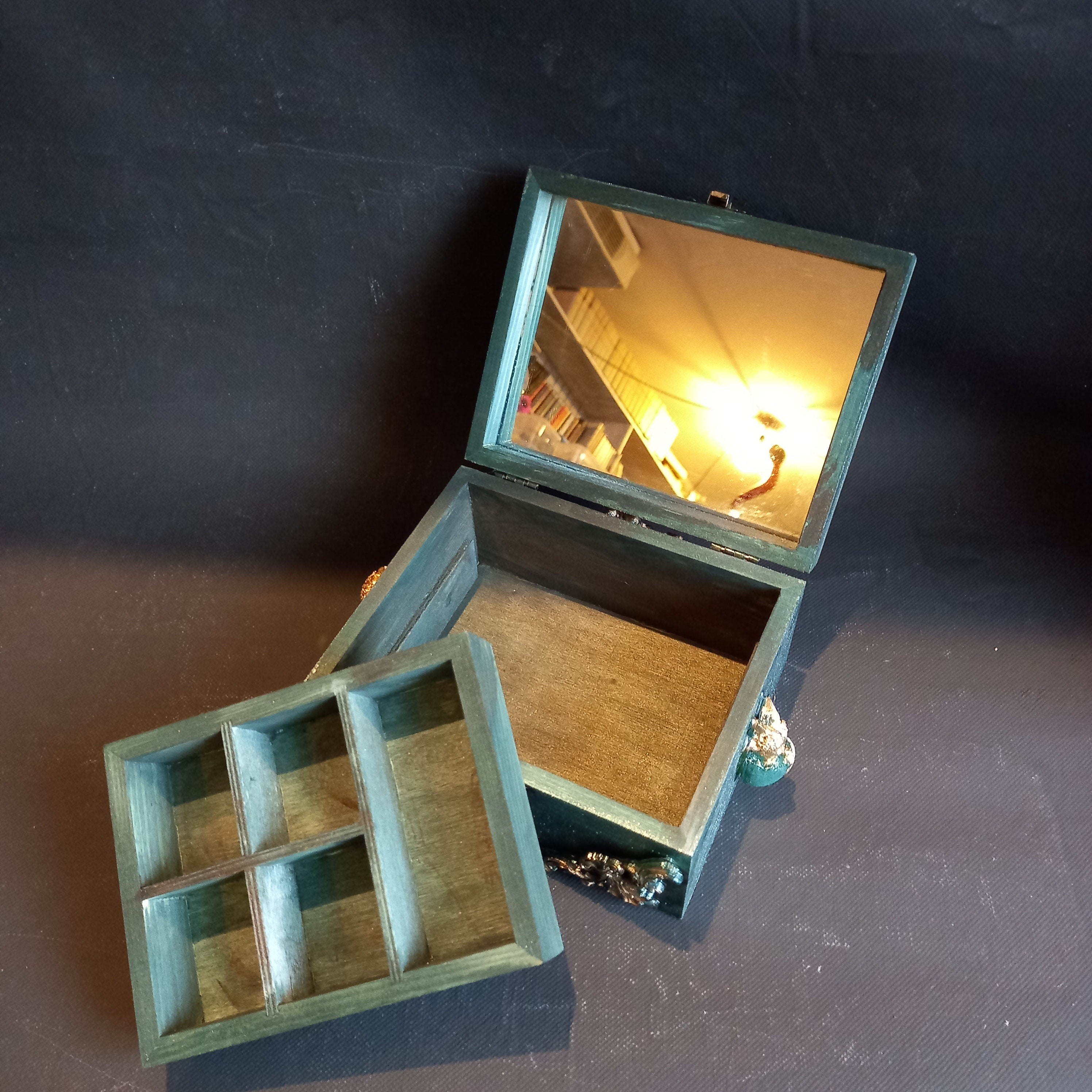 Wooden Box Mirror Magic Witchcraft Organizer Home Decor Starter Kit ...