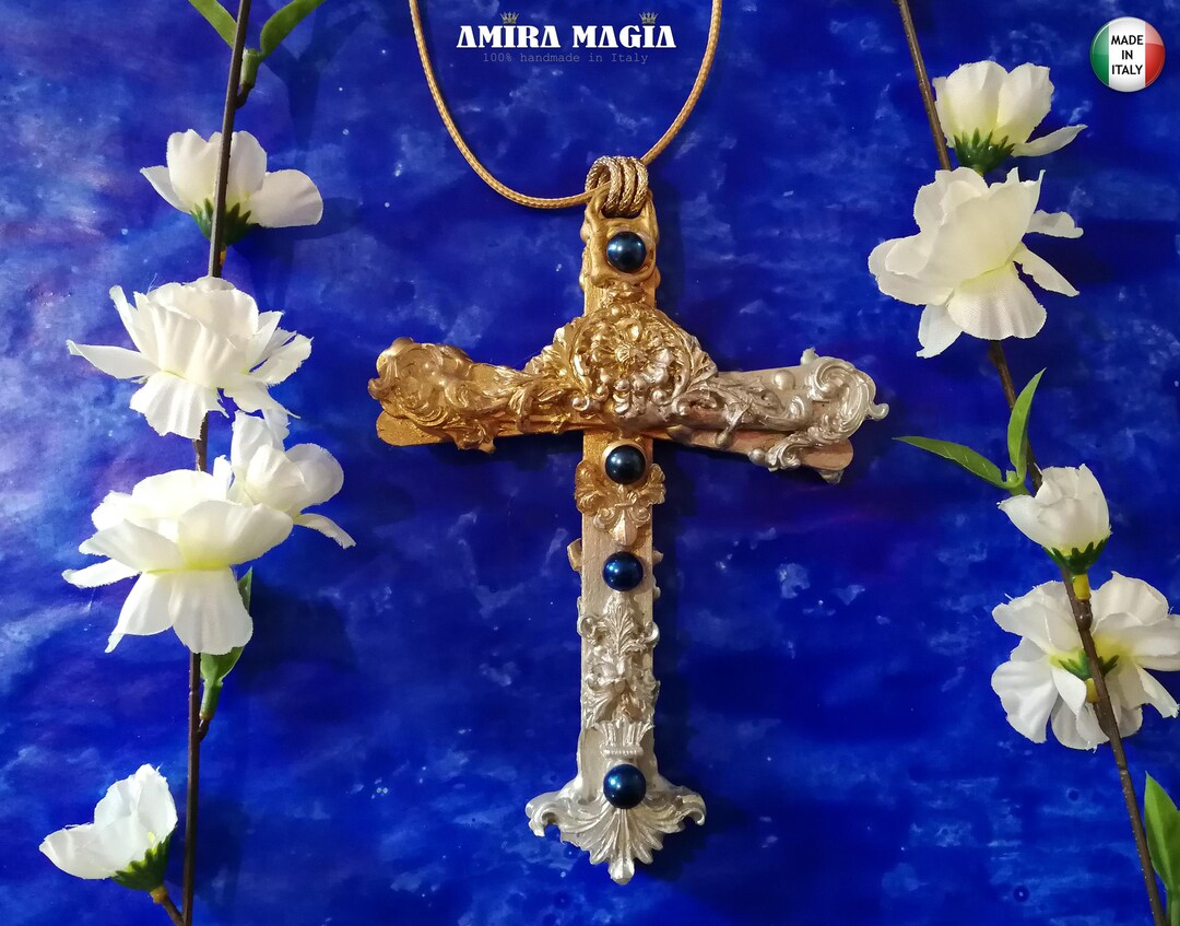 Gold Cross Necklace, Key Magic Talisman Witchcraft Symbols, Shamanic ...