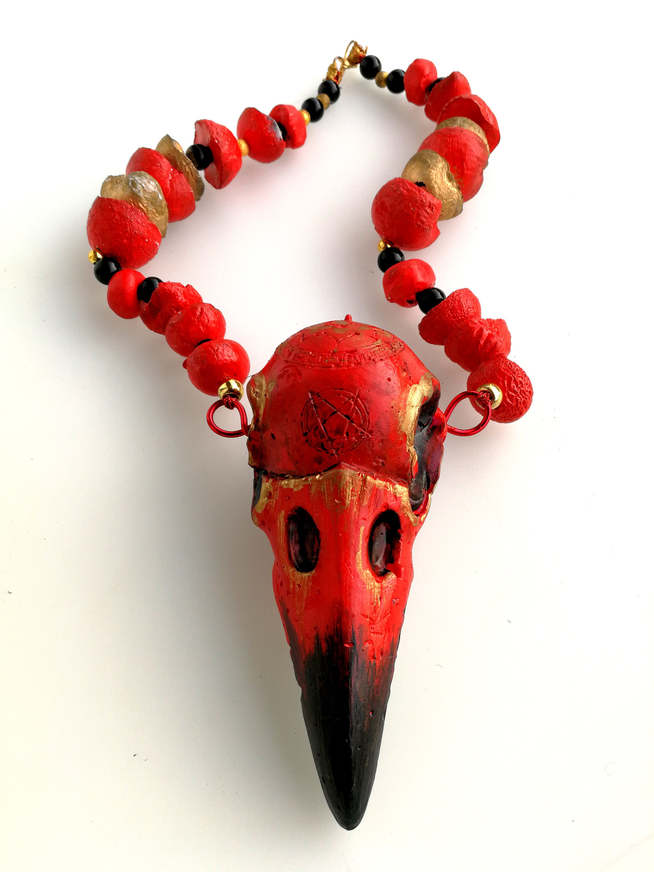 Crow Skull, Gothic Talisman Black Raven, Punk Rave Necklace Jewelry ...
