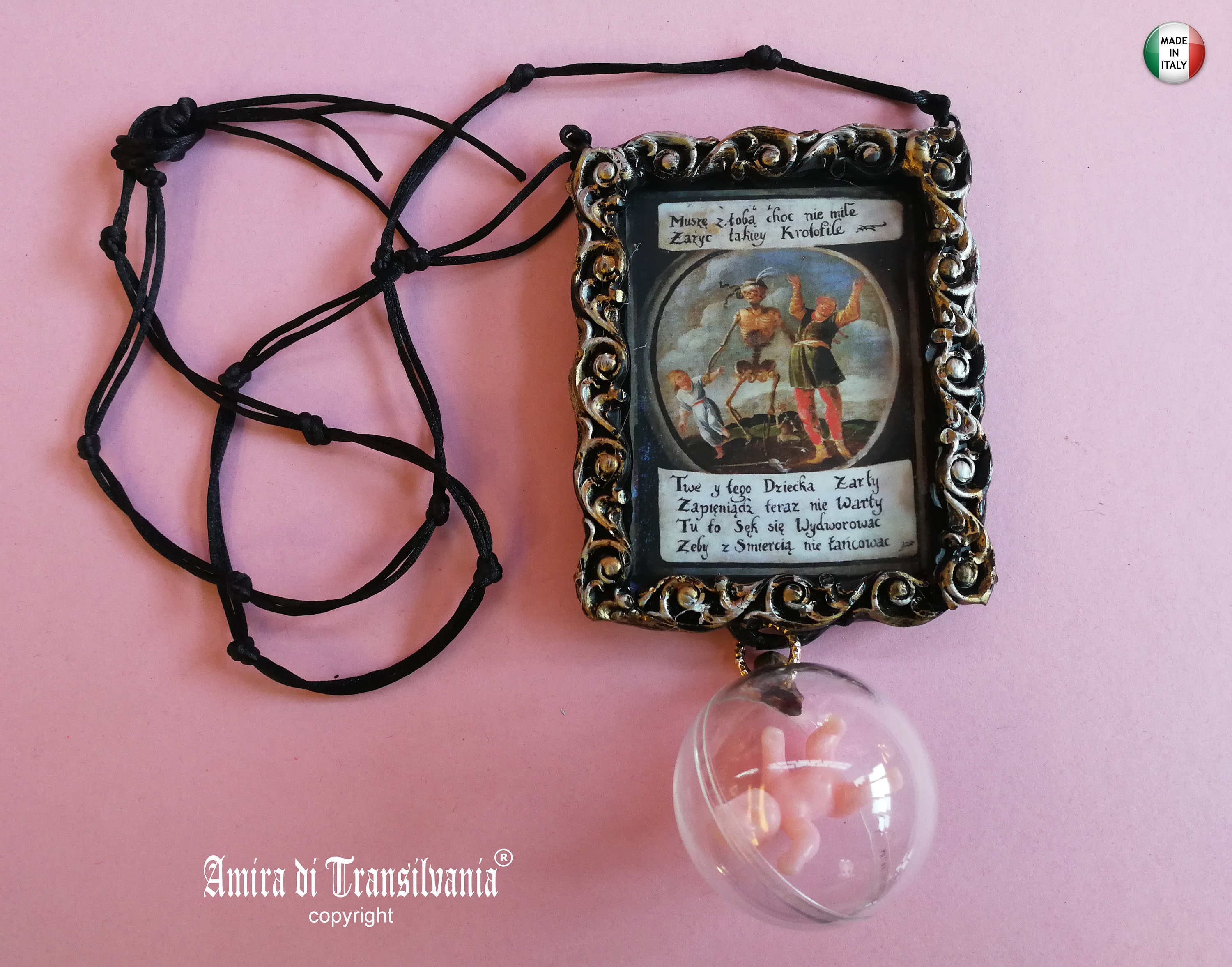 La Santa Muerte, Macabre Dance Hoodoo Talisman Necklace, Spooky Witch ...