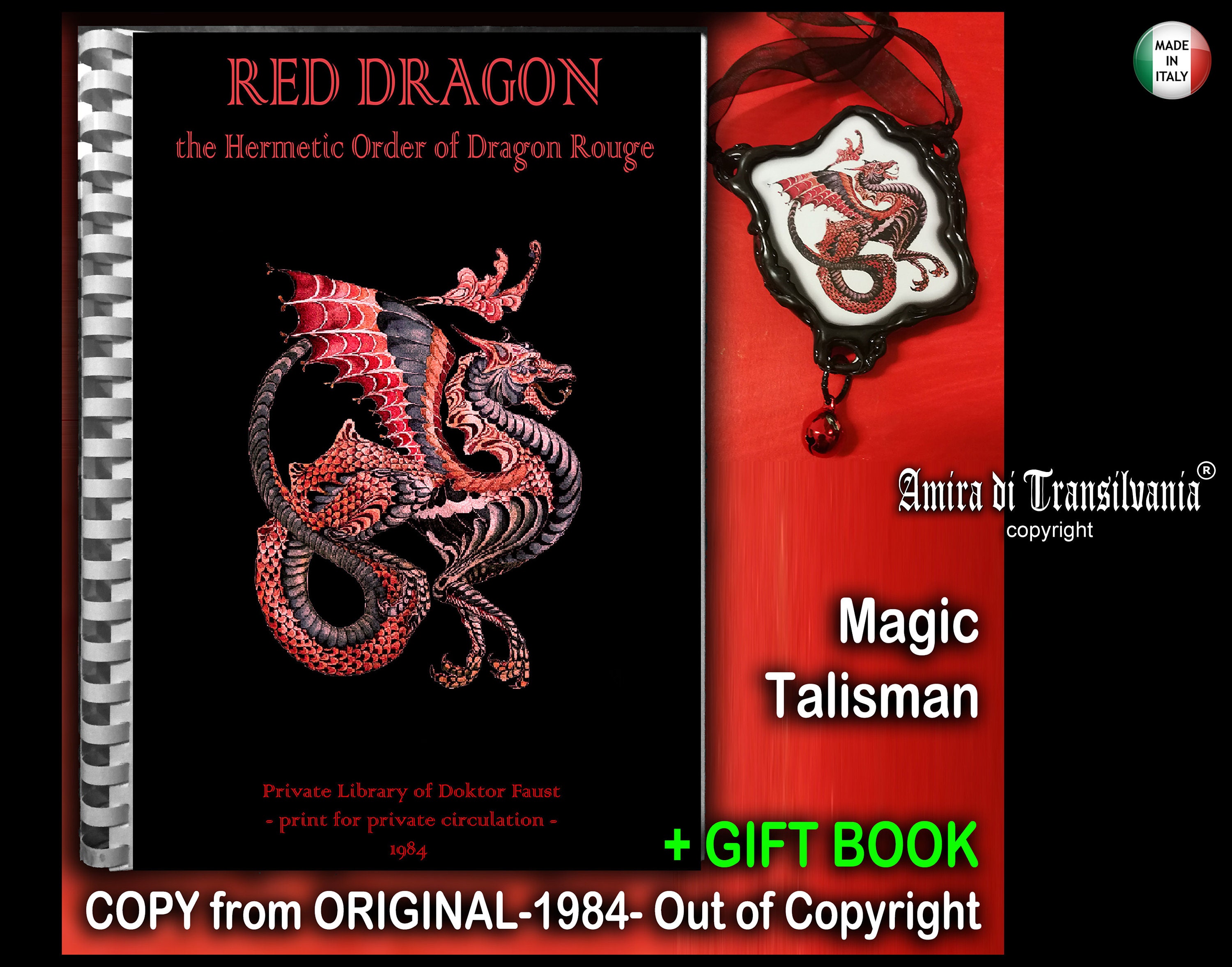 Antique Book Occultism Esoteric Witchcraft Occult Red Dragon Rouge ...