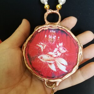 Sign of Pisces, Red Fish Talisman Necklace Zodiac Amulet Pendant, Koi ...