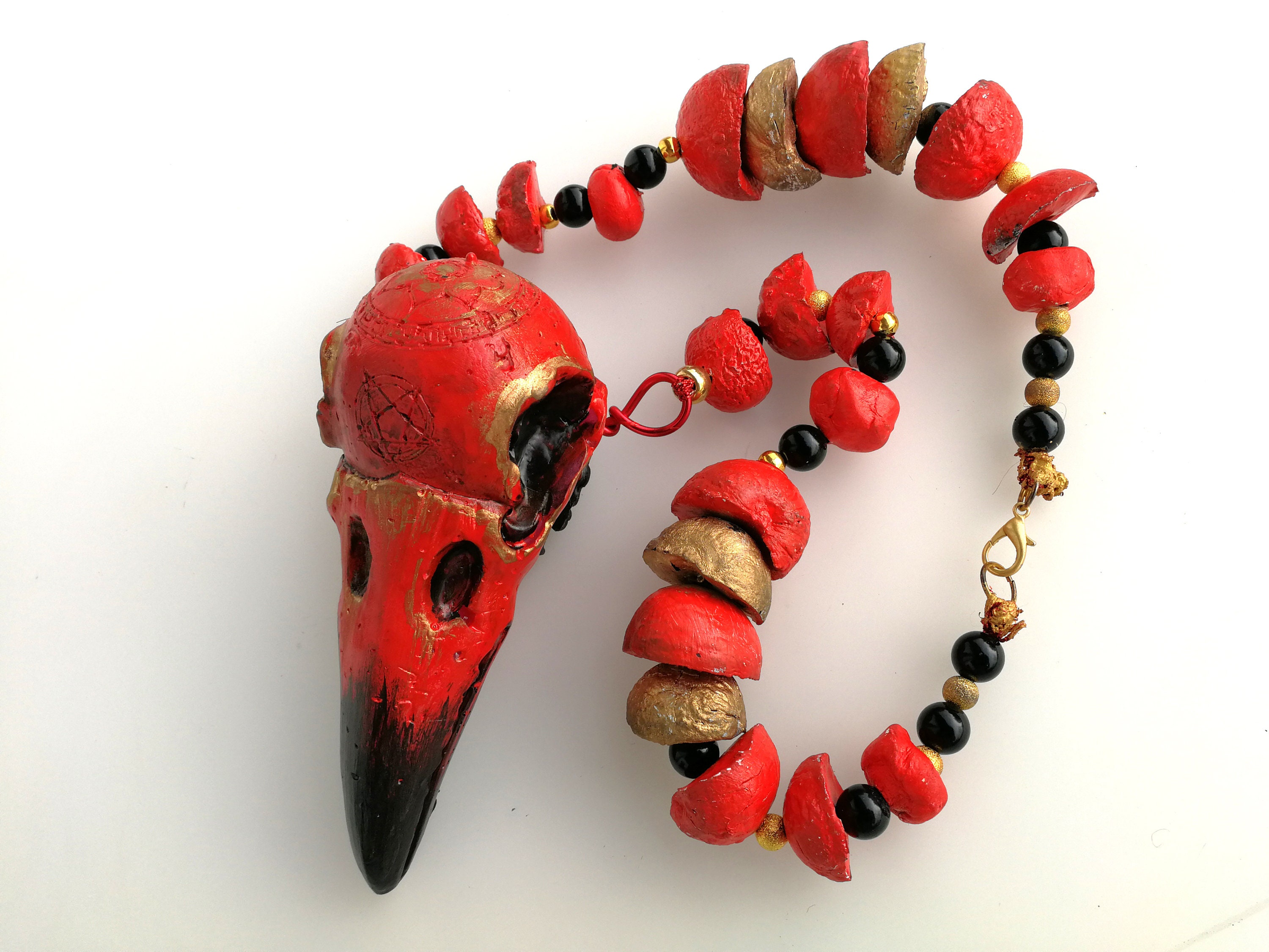 Crow Skull, Gothic Talisman Black Raven, Punk Rave Necklace Jewelry ...