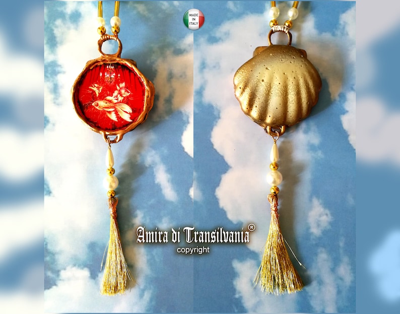 Sign of Pisces & Red Fish Talisman Necklace Zodiac Amulet Pendant, Koi ...