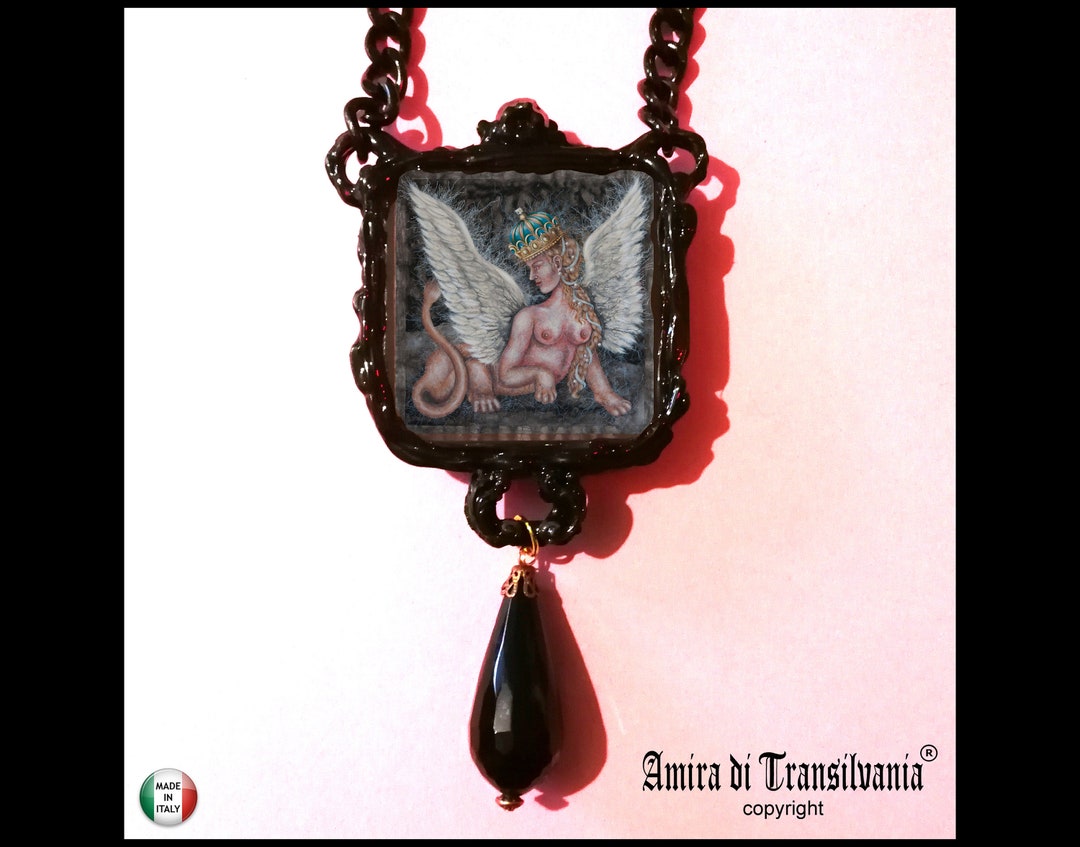 Egyptian Glyph Sphinx Wings, Necklace Hieroglyphs Symbols Collier ...