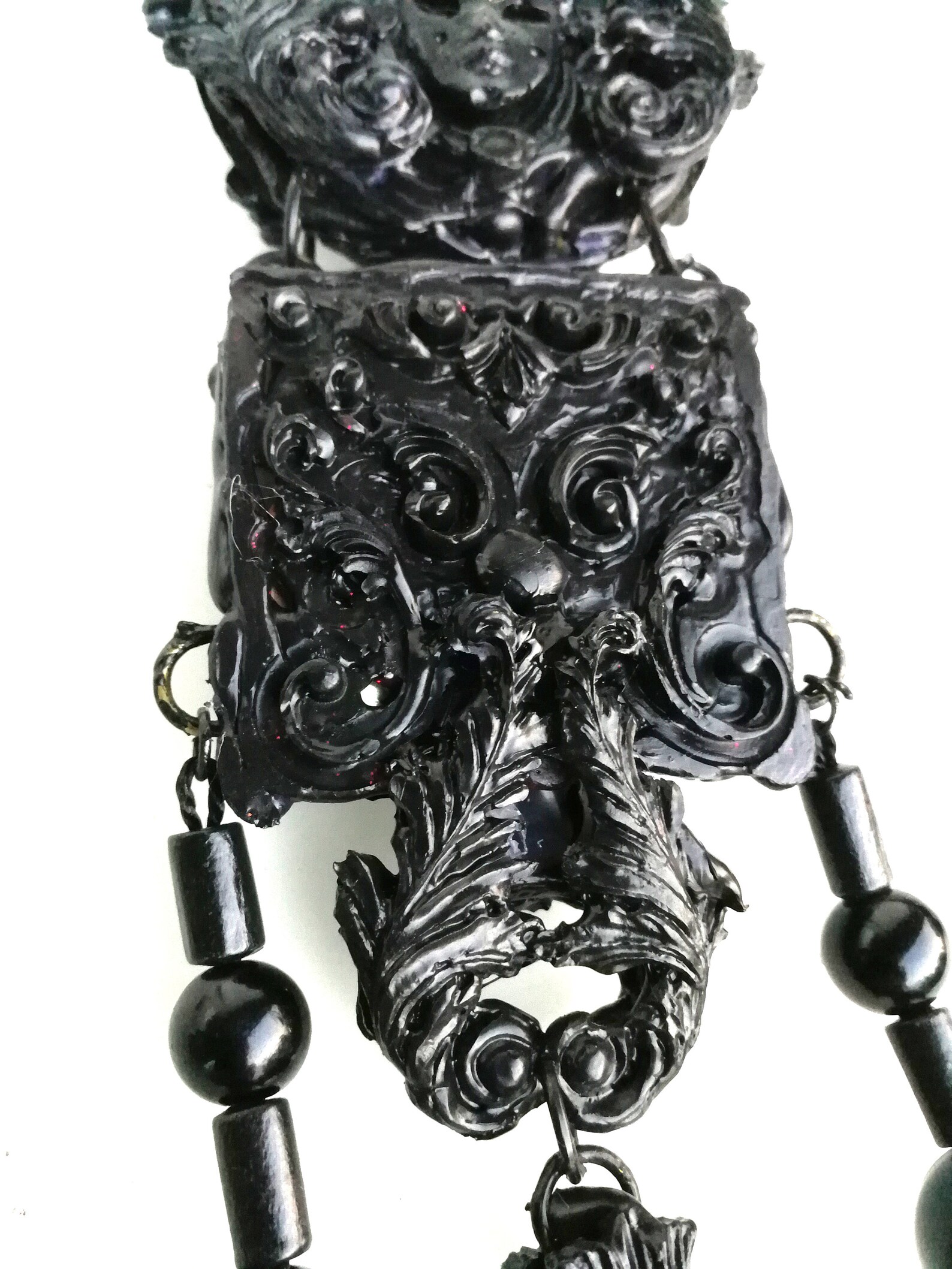 Goth Jewel, Necklace Dark Woman, Black Mirror Talisman, Victorian ...