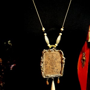 Taoist Art Necklace Talisman Beaded Pendant, Tao Symbol Ethnic Oriental ...