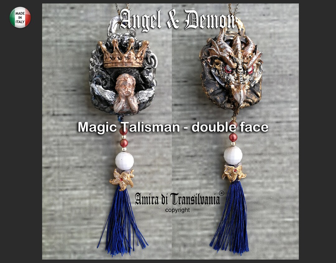 Angel and Demon, Protective Magic Talisman Evil Eye, Good Luck ...