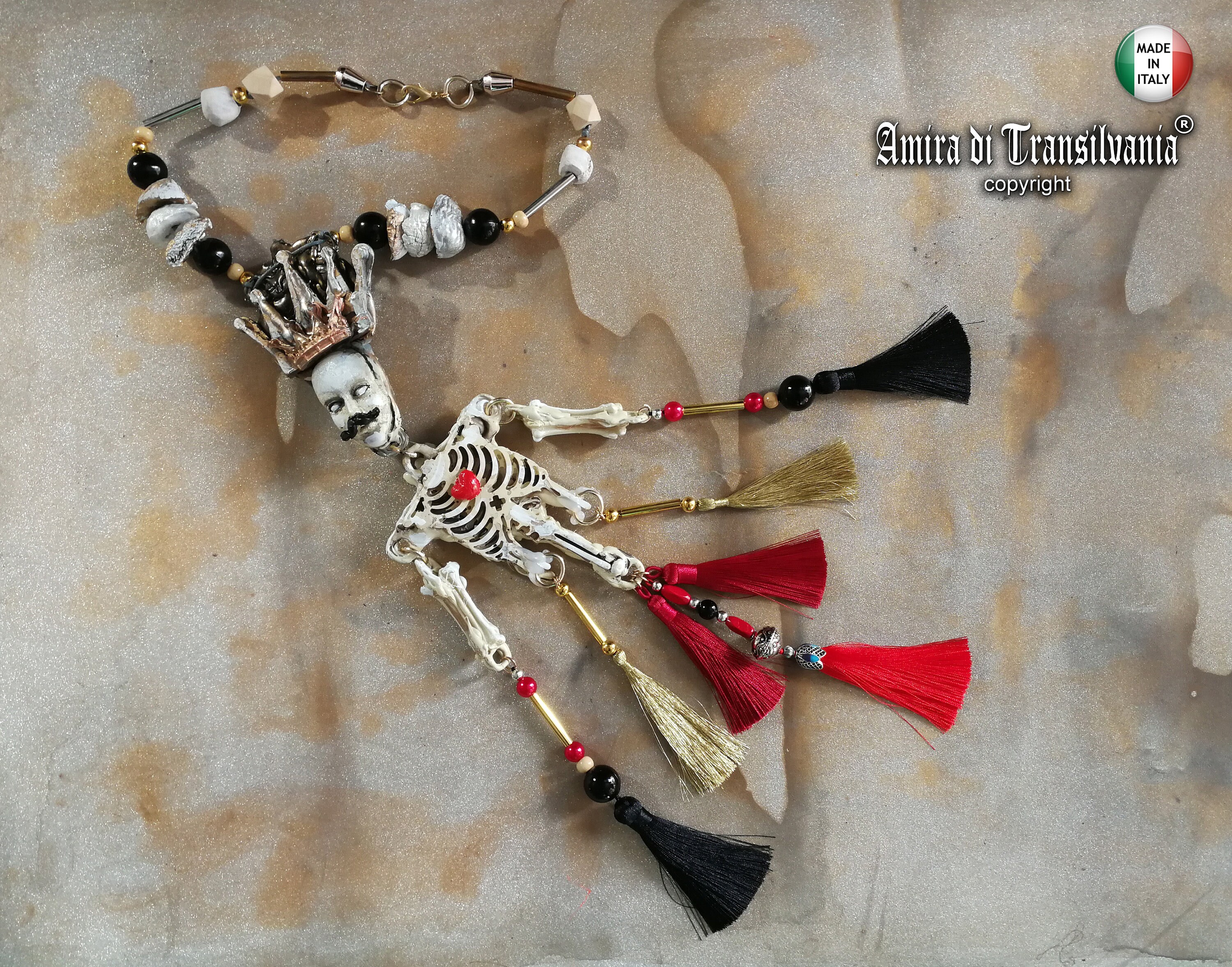 Horror Necklace Skeleton Bone Talisman Pendant Woman Men - Etsy