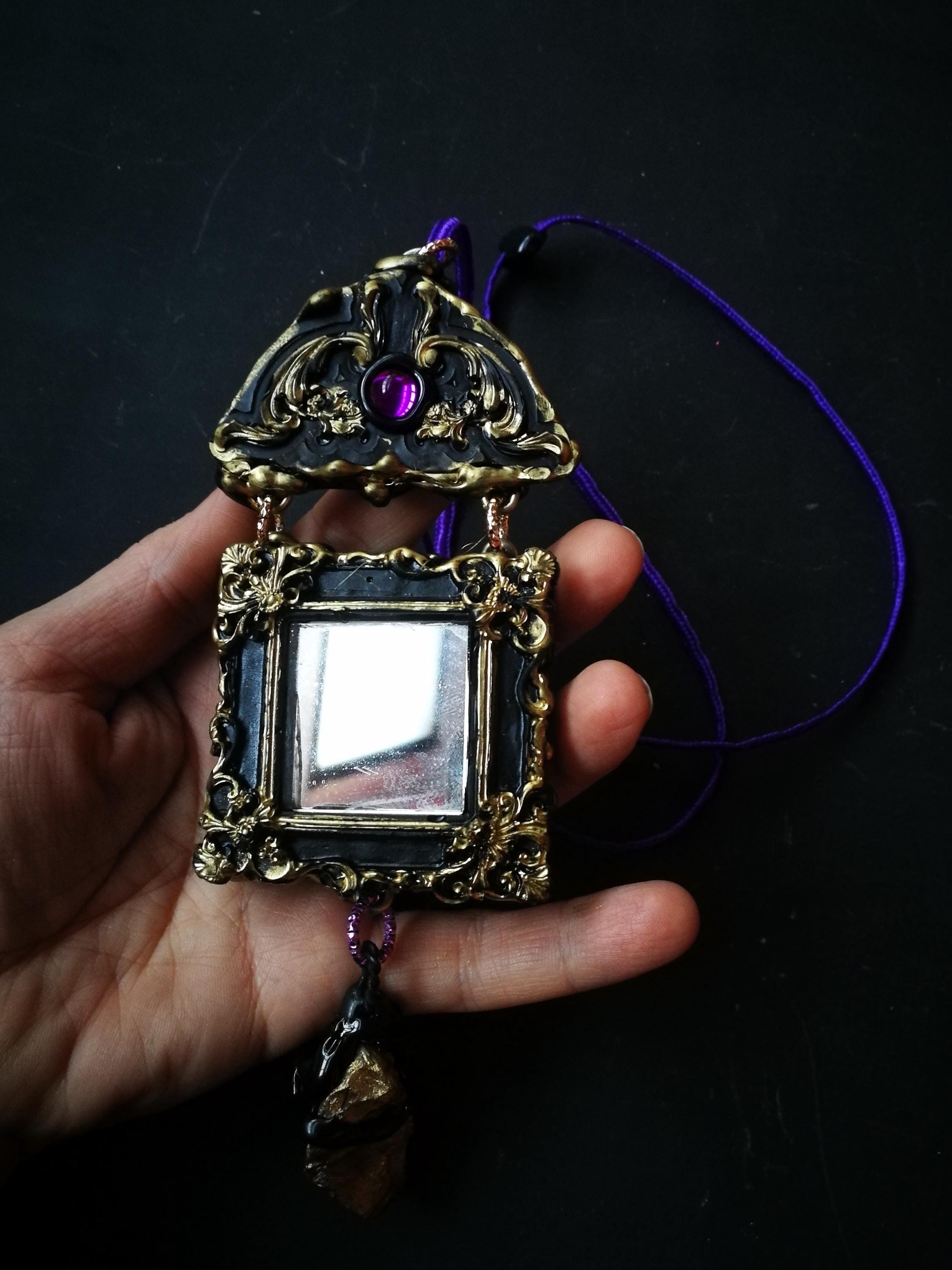 Black Mirror Amulet, Witch Talisman Occult Jewelry, Ars Goetia Portal ...