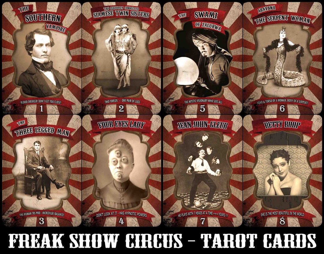 Freak Show, Circus Tarot Cards Deck, Scary Clown Creepy Vittorian ...