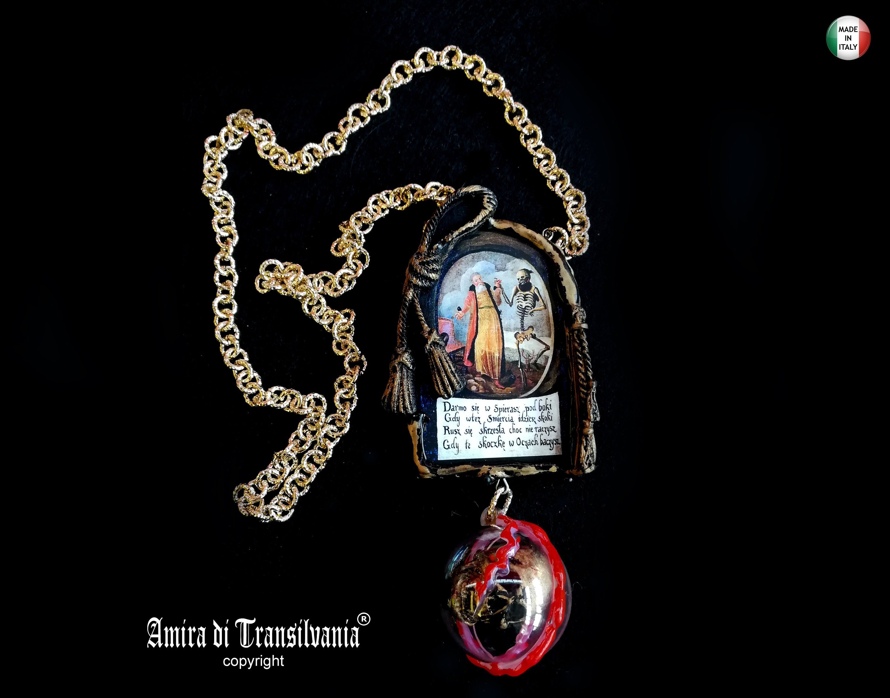 Santissima Muerte, Macabre Dance Voodoo Talisman Necklace, Spooky Witch ...