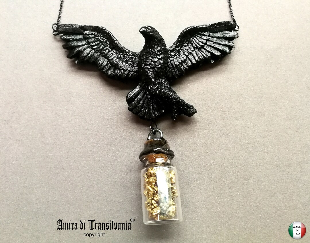Black Raven Crow, Magic Talisman Ashes Witch Pendant, Cremation Jewelry ...