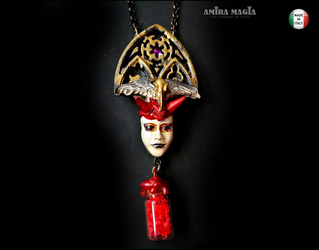 Black Angel, Satanic Talisman Satan Symbol, Demon Devil Horn Pendant ...