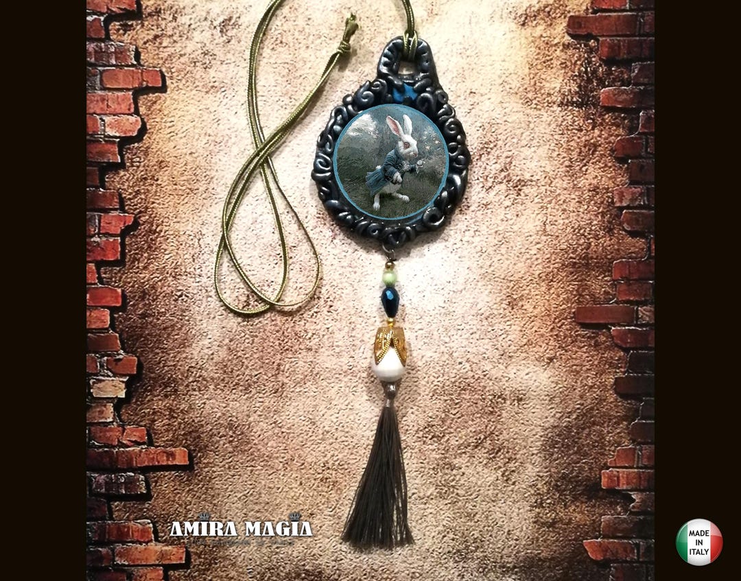 Alice in Wonderland, White Rabbit Clock Jewelry, Good Luck Talisman ...