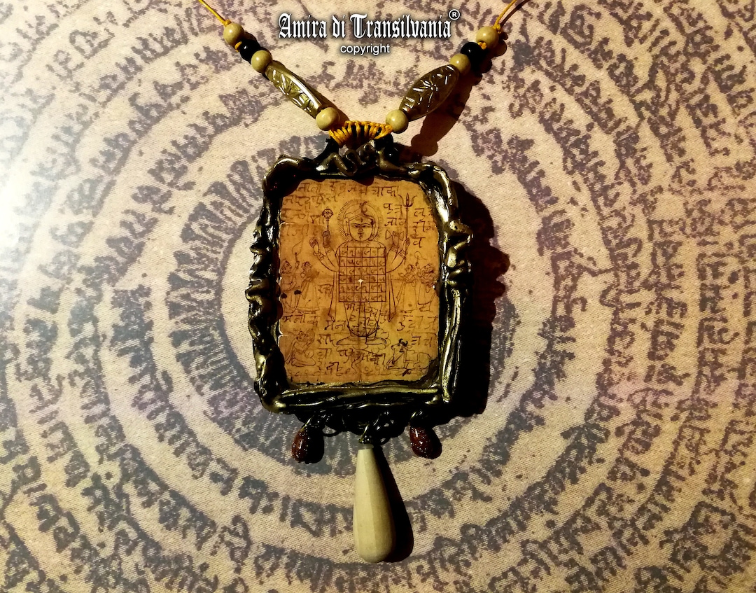 Taoist Art Necklace Talisman Beaded Pendant, Tao Symbol Ethnic Oriental ...