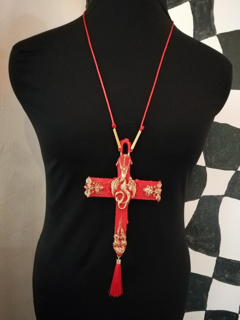 Dragon Crown, Burns Night Lucifer Cross Jewelry, Gold Crucifix Baphomet ...
