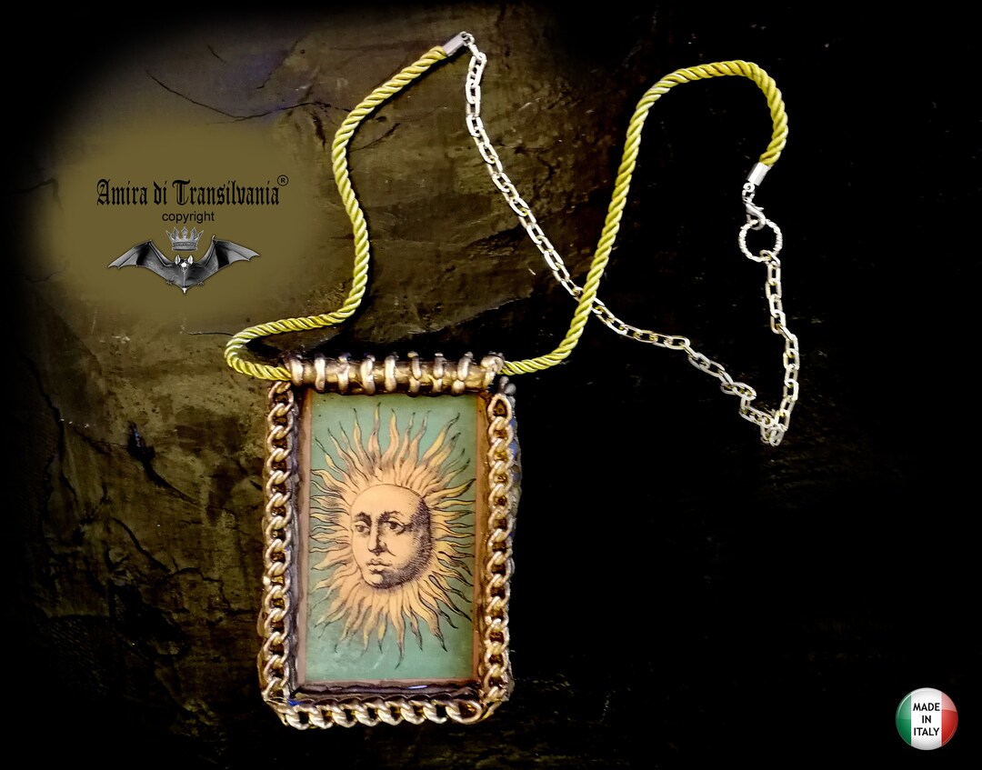 Sun and Moon Celestial Necklace, Amulet Alchemy Symbols Good Luck ...