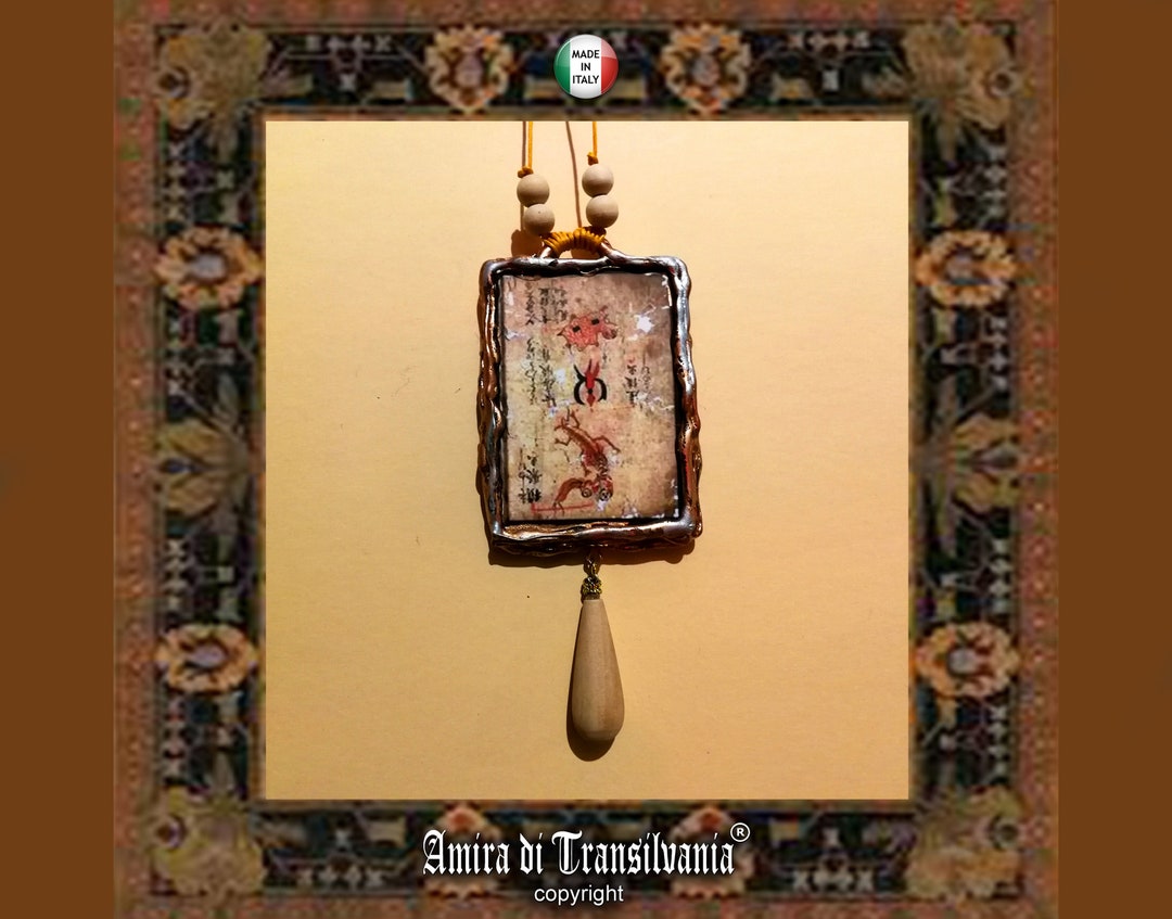 Taoist Art Necklace Talisman Beaded Pendant, Tao Symbol Ethnic Oriental ...