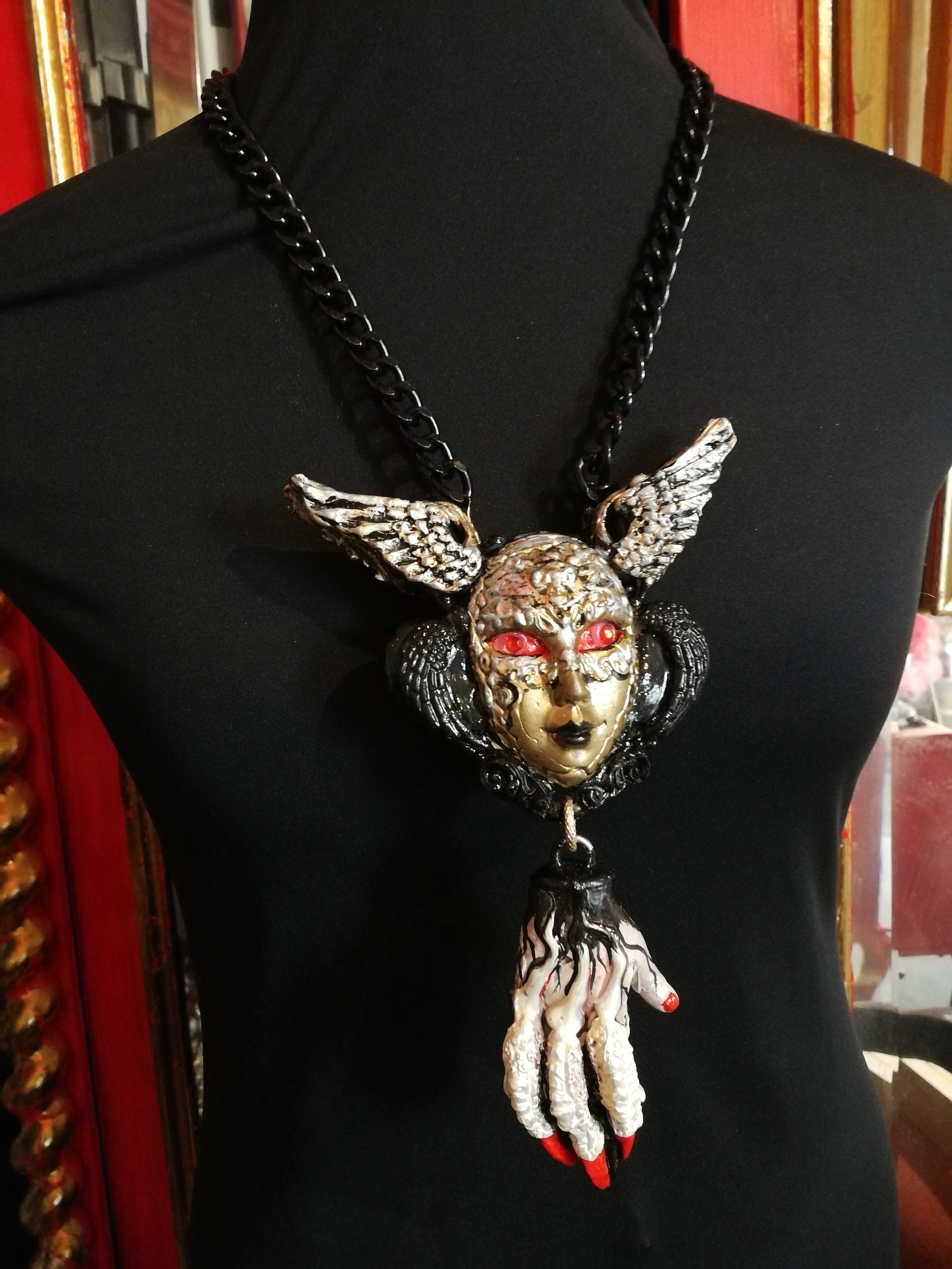 Black Angel, Satanic Talisman Satan Symbol, Demon Devil Pendant ...