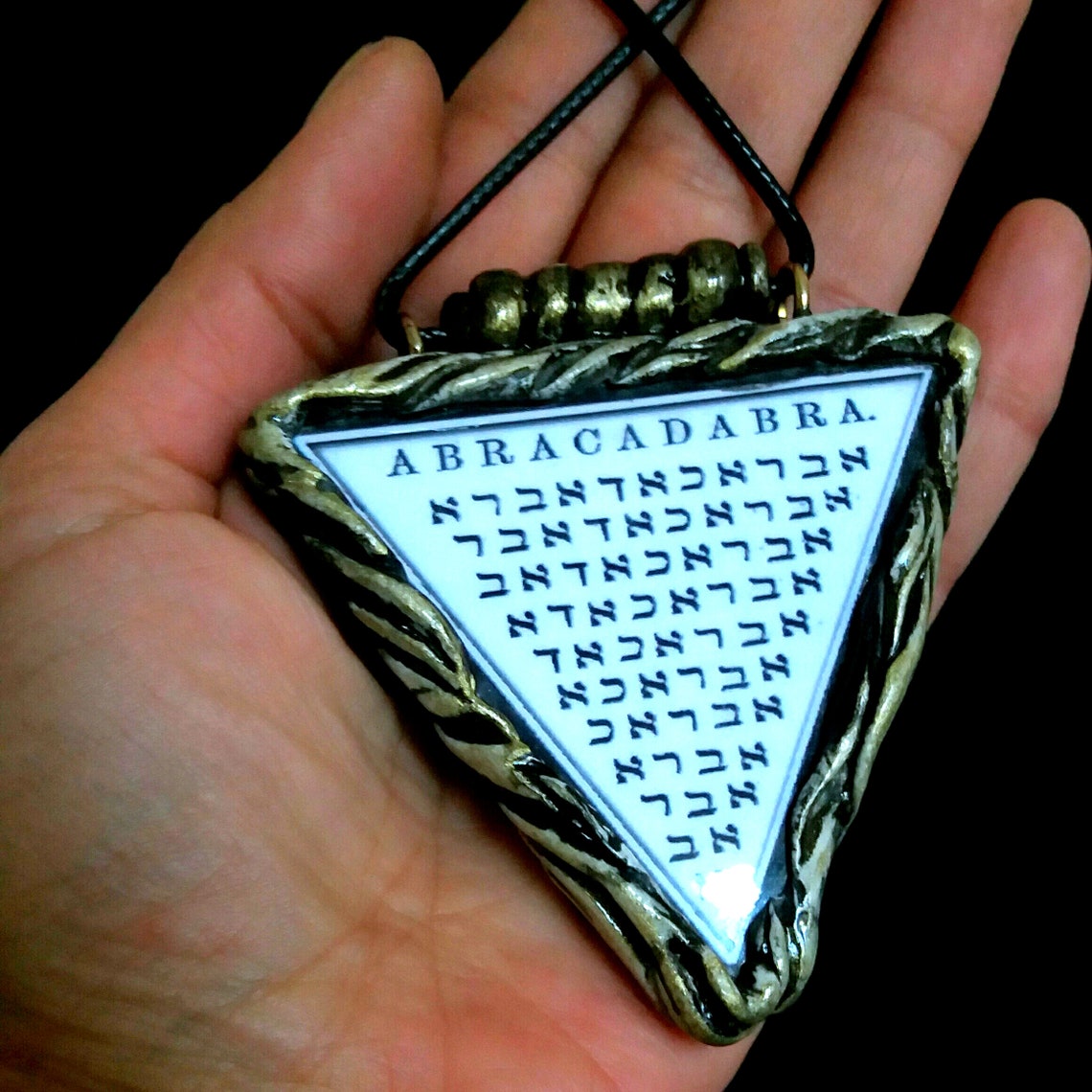 Abracadabra Pendant, Hebrew Letters Jewish Alphabet, Magic Talisman Bar ...