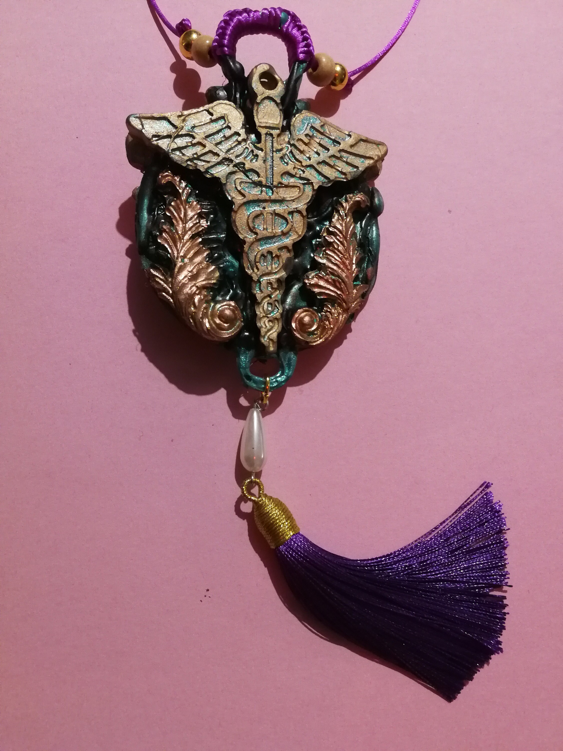 Angel of Death Azrael, Blazon Crown Wings Mercury Symbol Pendant, Skull ...