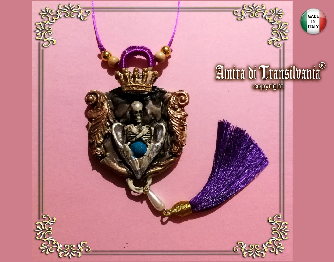 Angel of Death Azrael, Blazon Crown Wings Mercury Symbol Pendant, Skull ...