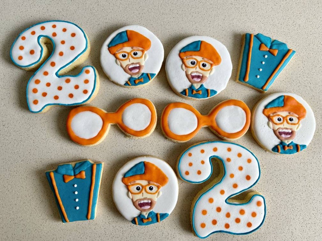 Hand-made Blippi Icing Sugar Cookies Birthday Party Favours Gifts ...