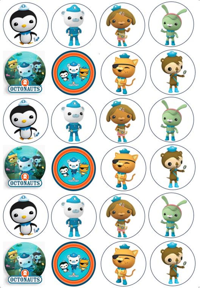 24pcs Octonauts Edible Icing Sheet Cupcake Topper - 4.5x4.5cm Uncut ...