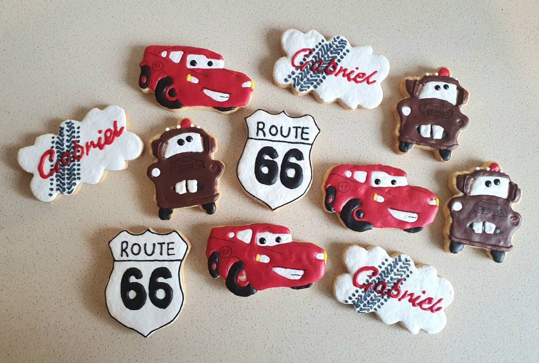 Hand-made Disney Cars Lightning Mcqueen Icing Sugar Cookies Birthday ...