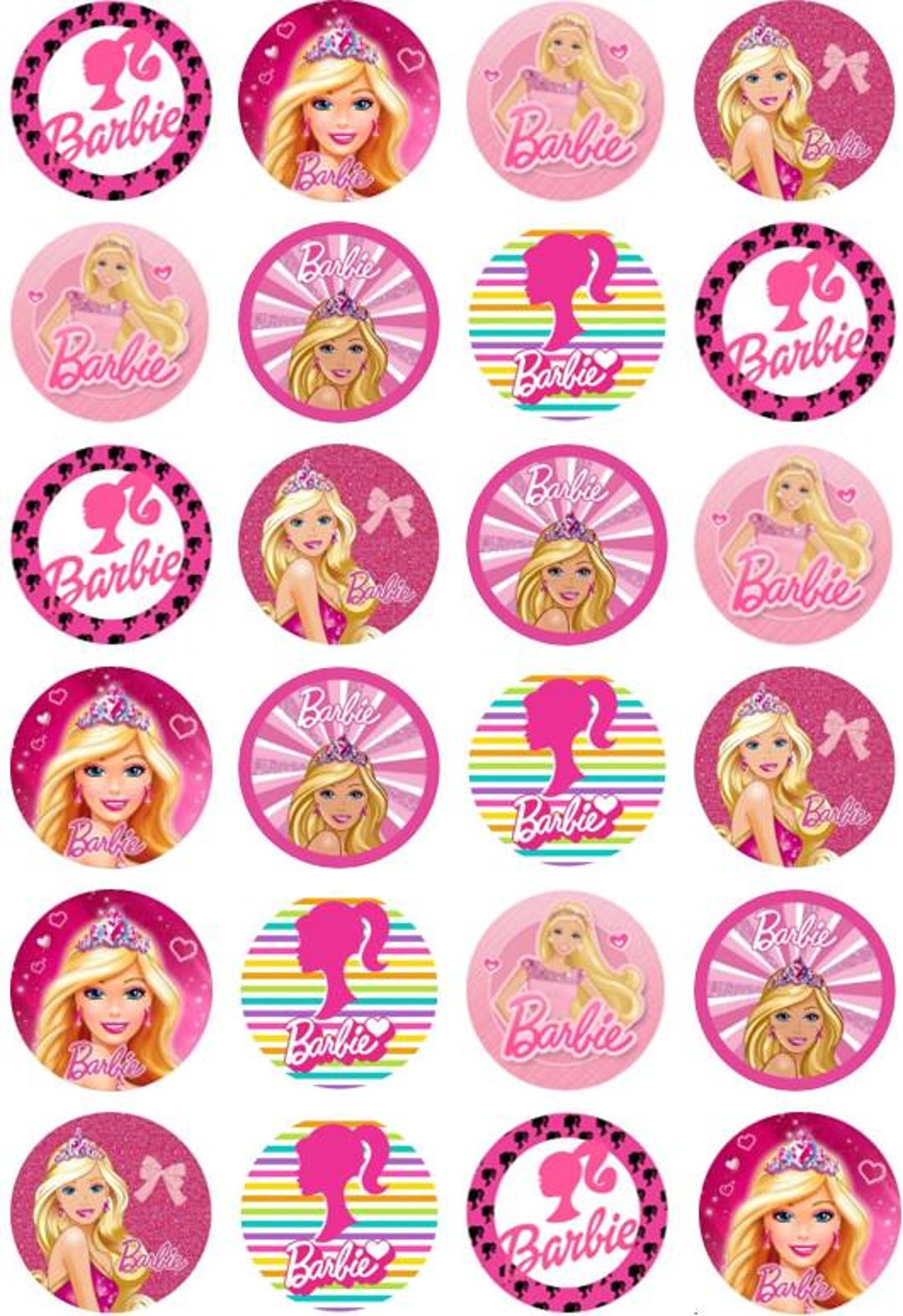 24pcs Barbie Edible Icing Sheet Cupcake Topper - 4.5x4.5cm Uncut - Etsy ...