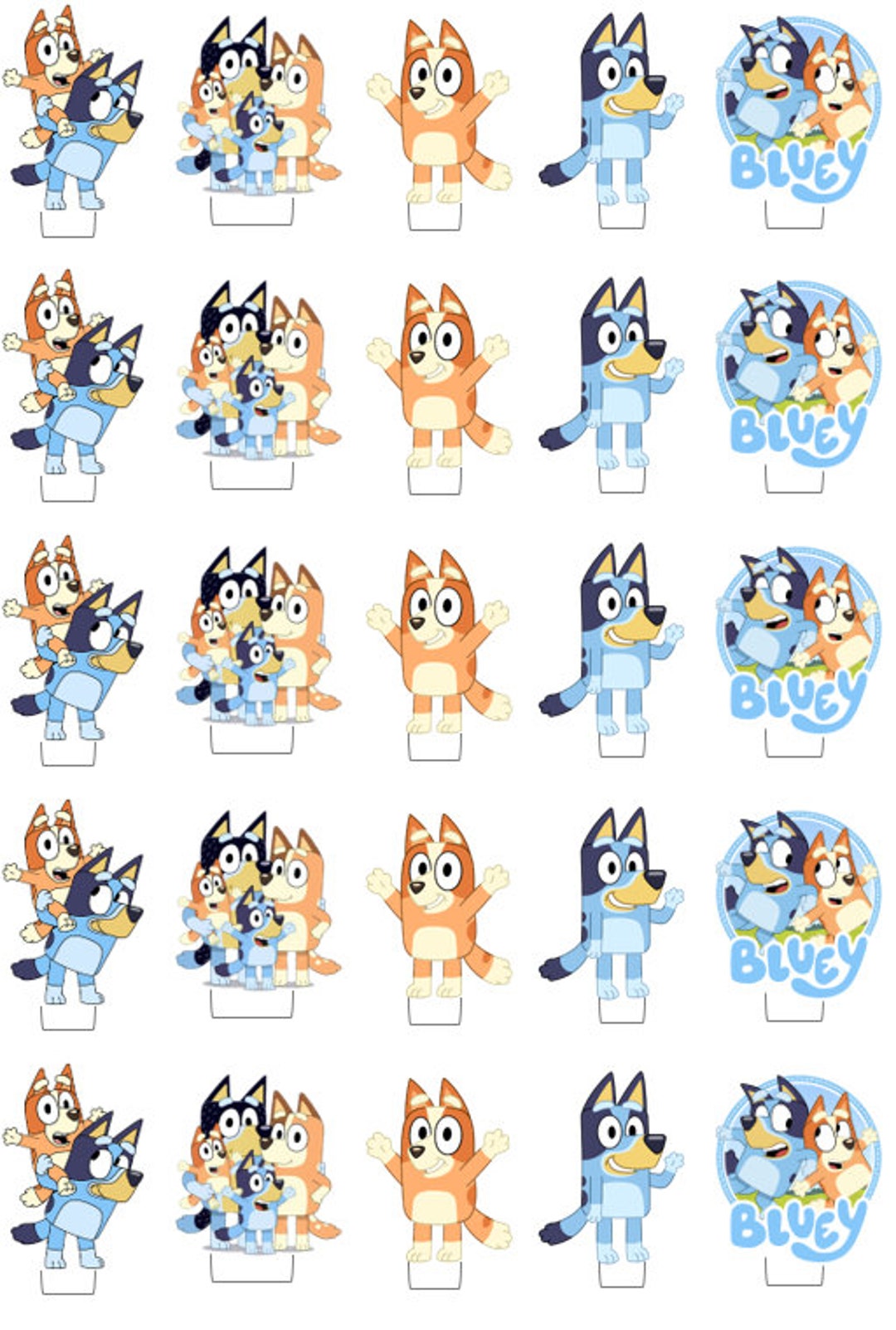 25 Bluey and Bingo Stand up Edible Cupcake Topper - UNCUT - Etsy Australia