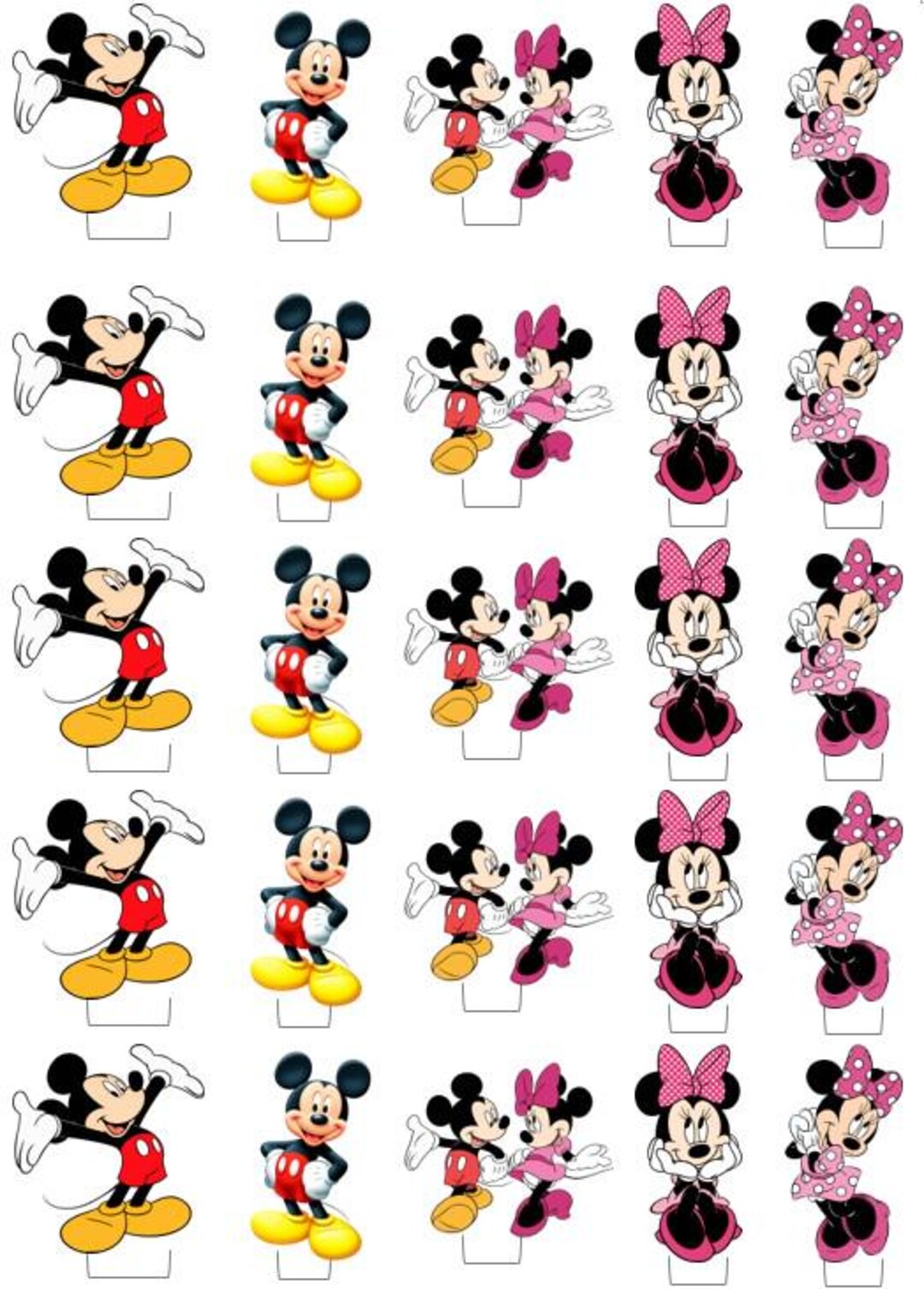 25 Mickey and Minnie Mouse Engine Stand up Edible Cupcake Topper UNCUT ...