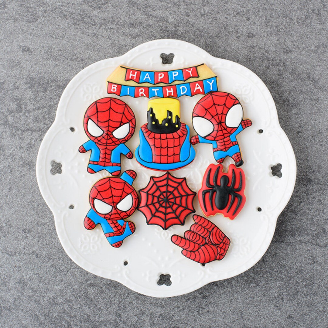 Hand-made Spider-man Icing Sugar Cookies Birthday Party Favours Gifts ...