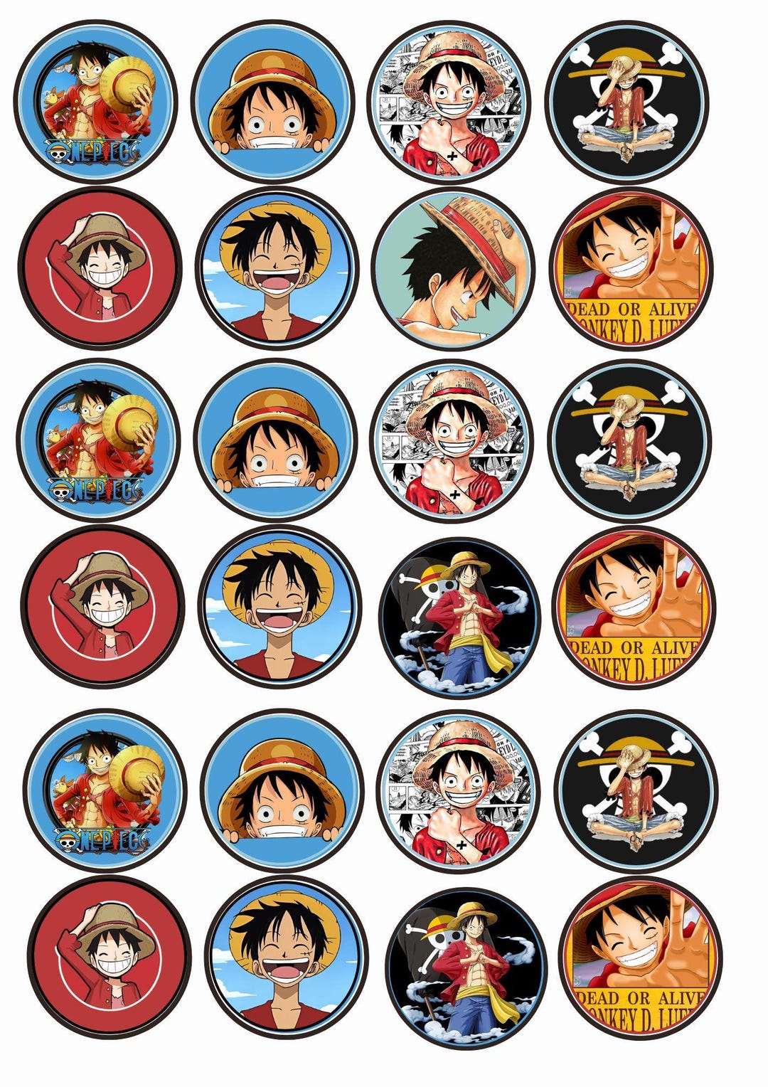 24pcs One Piece Edible Icing Sheet Cupcake Topper - 4.5x4.5cm Uncut ...