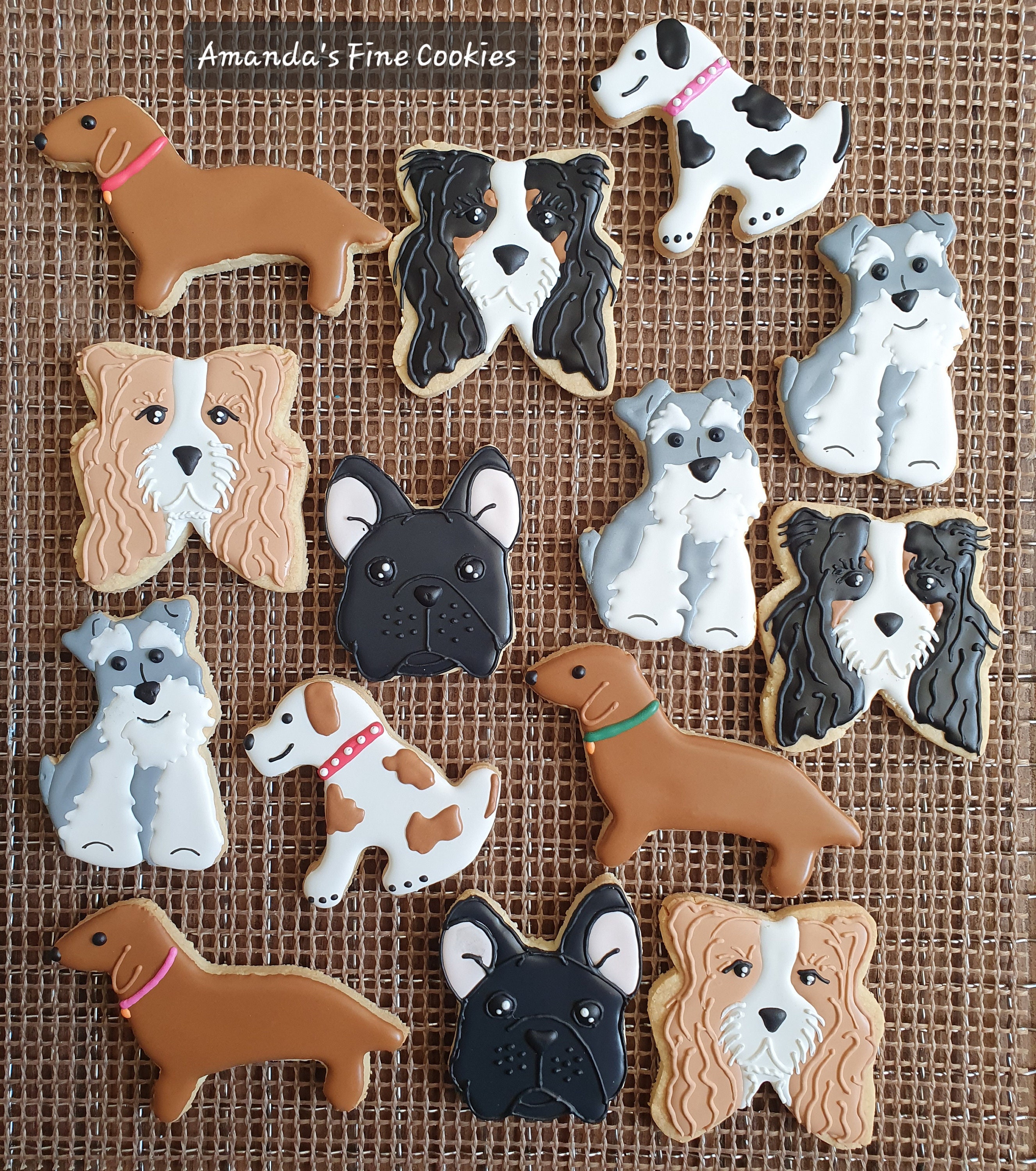 Hand-made Dog Sauage Dog Schnauzer Spaniel Icing Sugar Cookies Birthday ...