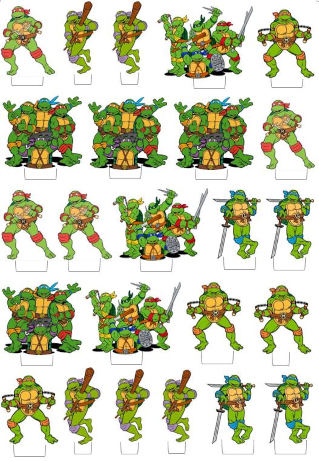 24 Teenage Mutant Ninja Turtles Stand up Edible Cupcake Topper - Uncut ...