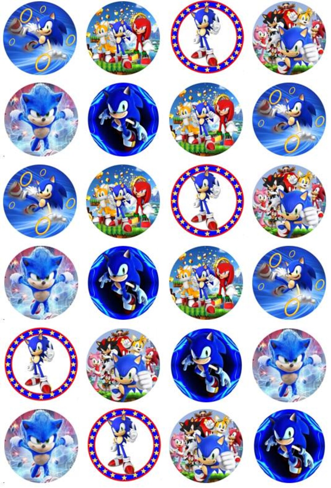 24pcs Sonic the Hedgehog Edible Icing Sheet Cupcake Topper - 4.5x4.5cm ...